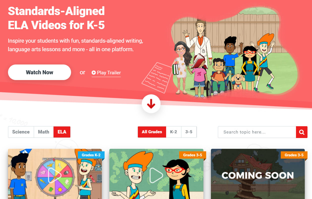 Generation Genius has K-5 ELA lessons